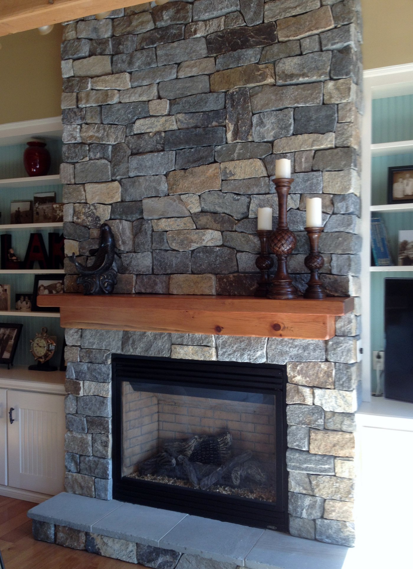 Natural Veneer Stone Fireplace & Chimney - Delgado Stone