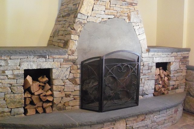 Natural Veneer Stone Fireplace & Chimney - Delgado Stone