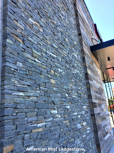Natural Ledgestone Veneer Siding: American Mist
